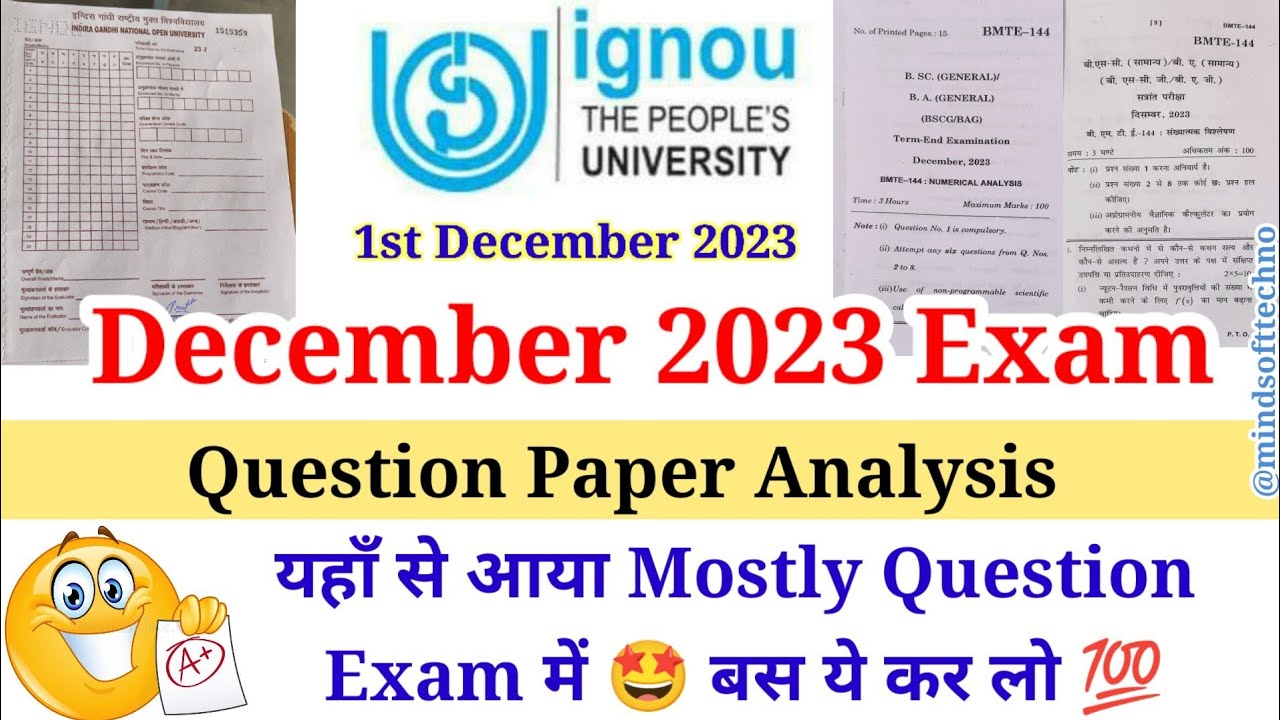 Ignou December 2023 Exam Question Paper analysis 🔥 Mostly Question ...