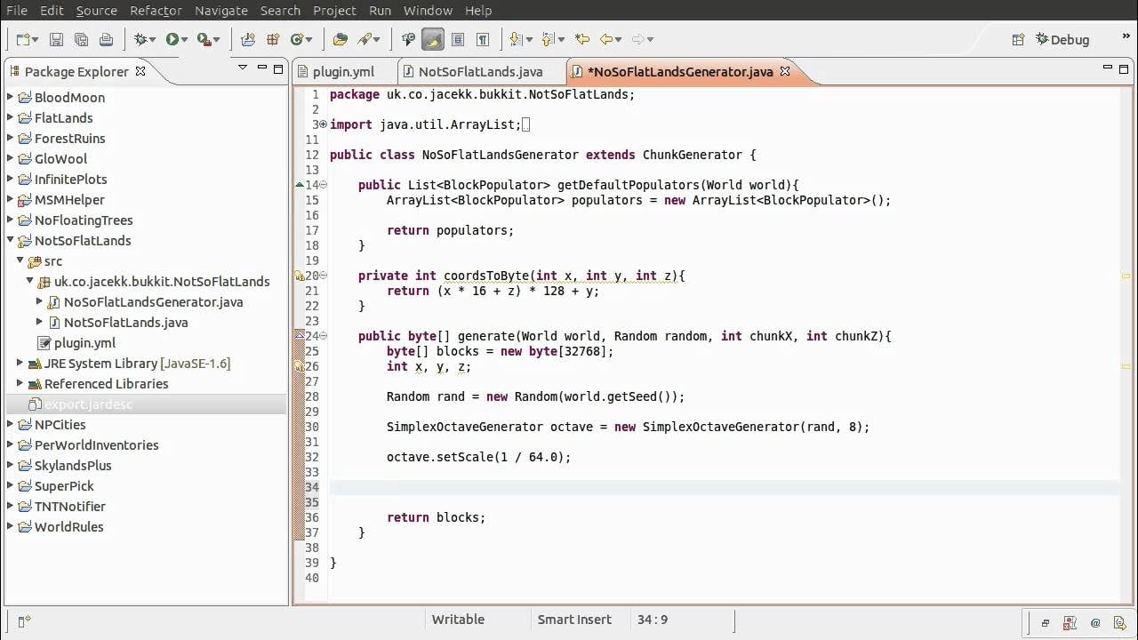 Java Bukkit Plugin Tutorial: Hilly Terrain - SimplexOctaveGenerator [part 01] - YouTube