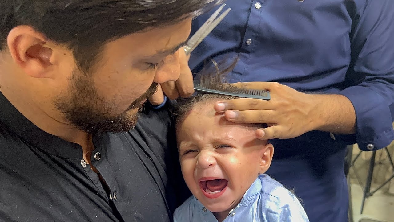 ASMR BARBER: Crying Baby transformation with Scissors: ASMR Fast and ...