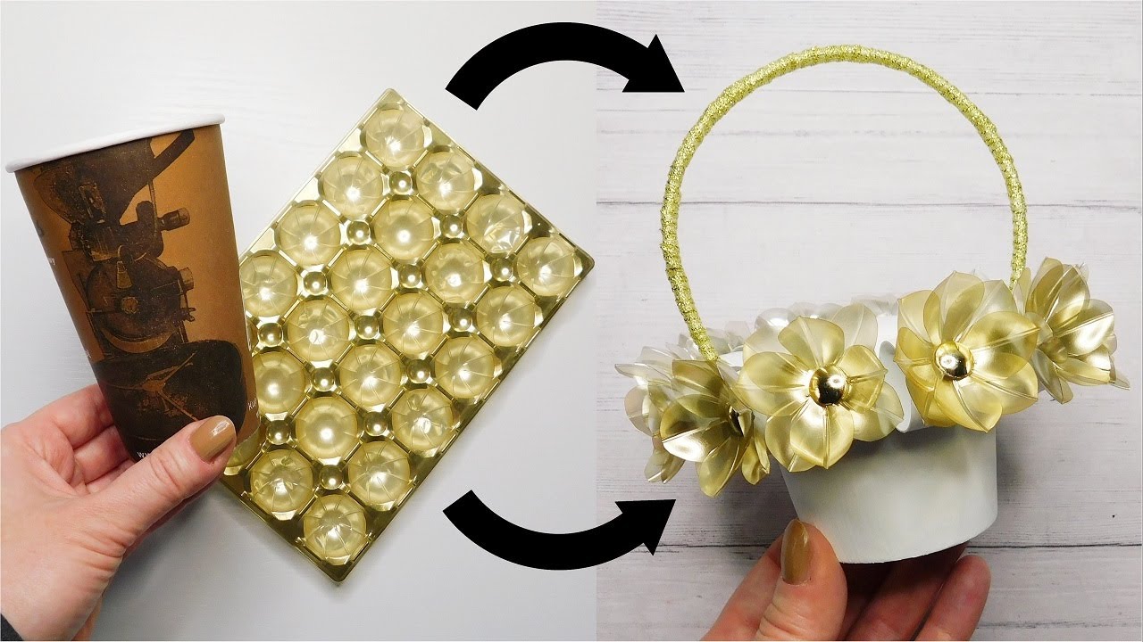 😻 How to Reuse Paper Cup and Chocolate Box 🥤 Coffee Cup Craft Idea 💐 ...