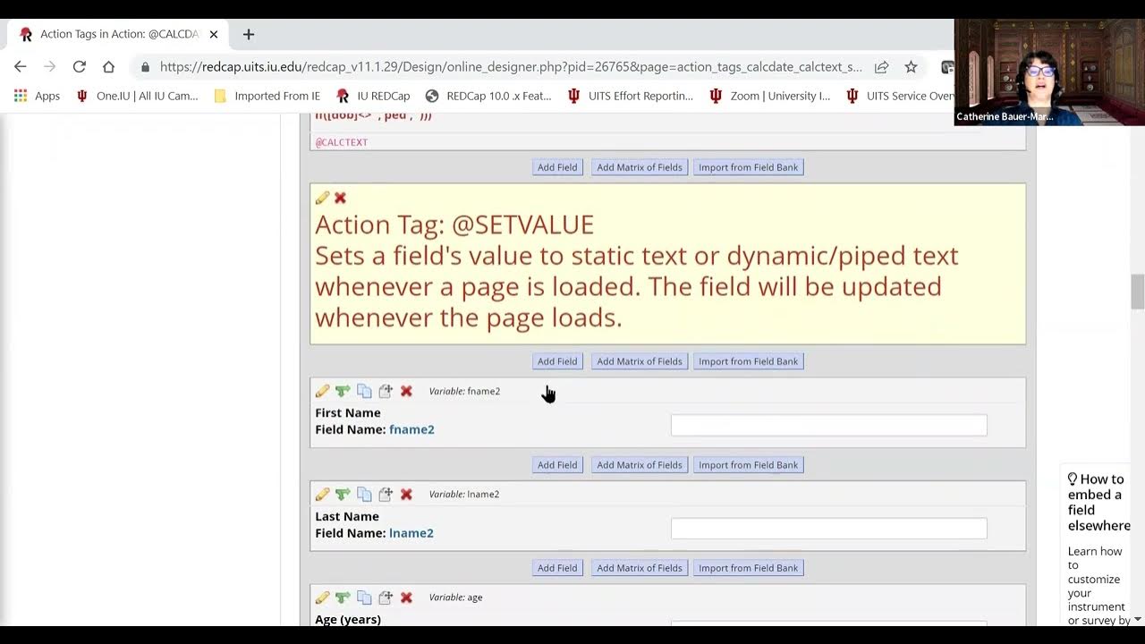 IU REDCap: @SETVALUE and how to combine @CALCDATE with special functions - YouTube