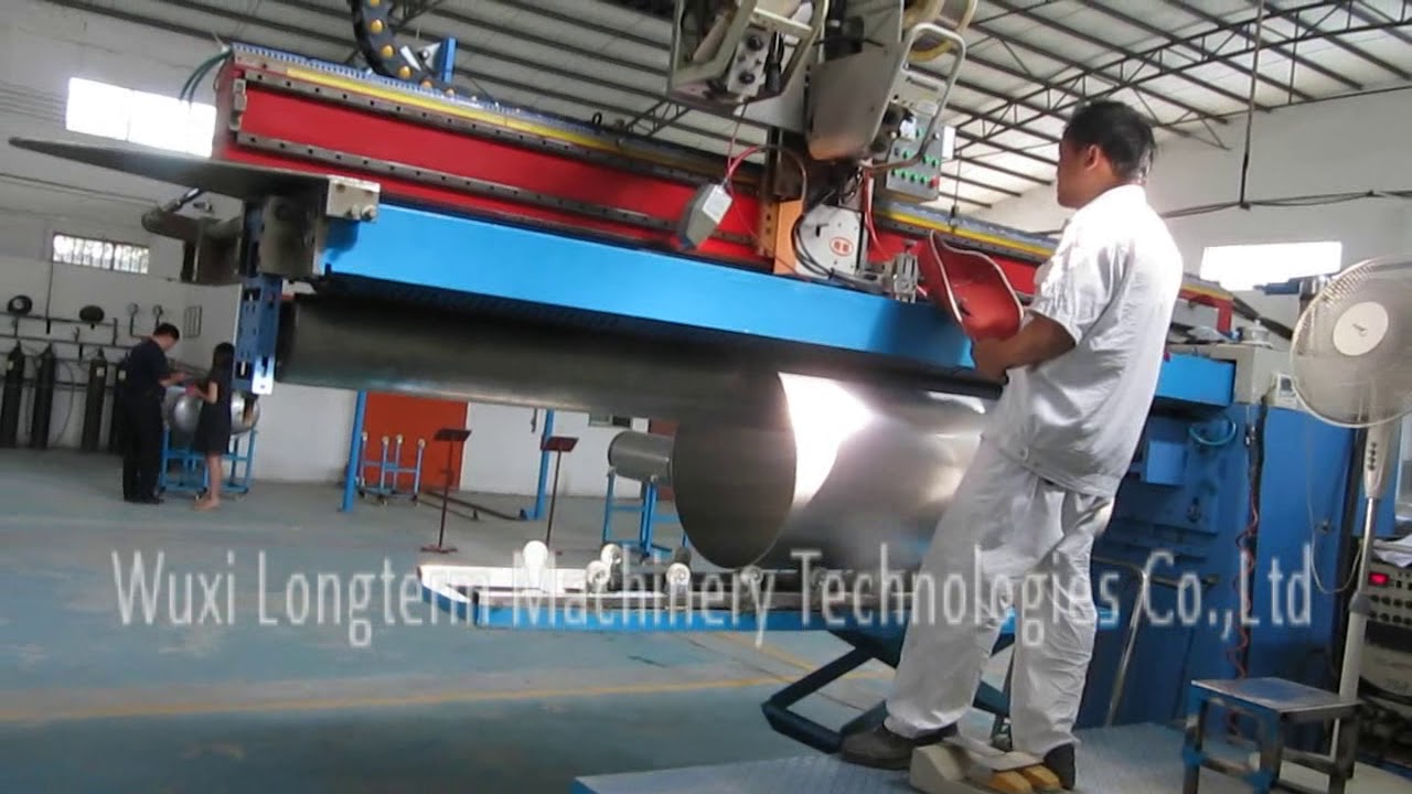 Longitudinal seam welding machine for cylinder - YouTube
