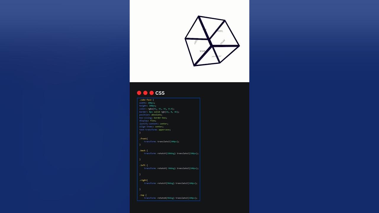 Css 3d Cube Coding Webcoding Webdesign Programming Shorts Trending Virolshort Youtube