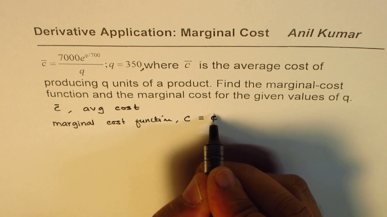 Marginal Cost Application as Derivative of Exponential Function - YouTube
