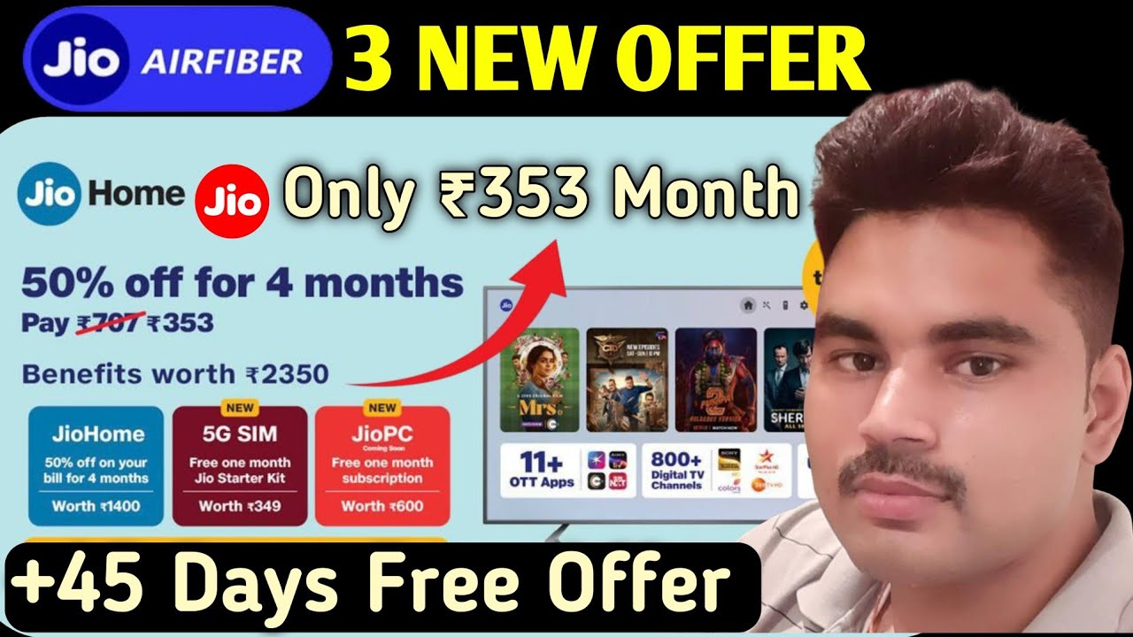 Jio AirFiber 50% OFF Offer ₹353 Month Only🔥 | New Offer | Free Jio Sim ...