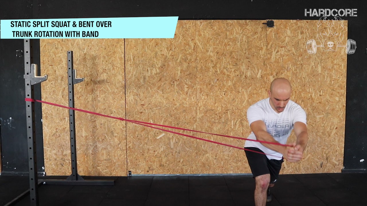 Static Split Squat & Bent Over Trunk Rotation With Band - YouTube
