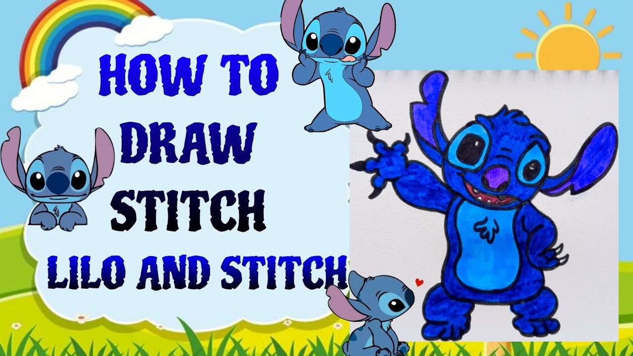 HOW TO DRAW | STITCH | LILO AND STITCH | EASY CARTOON CHARACTER DRAWING ...