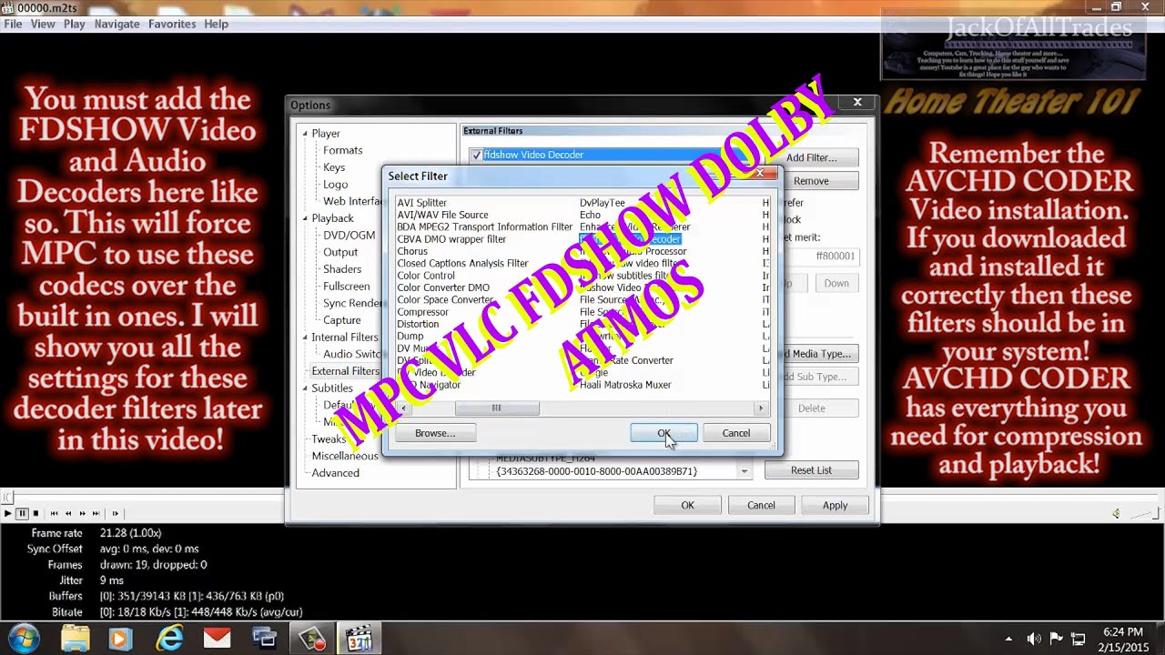 Correct settings for Fdshow audio and video and MPC player and correct ...