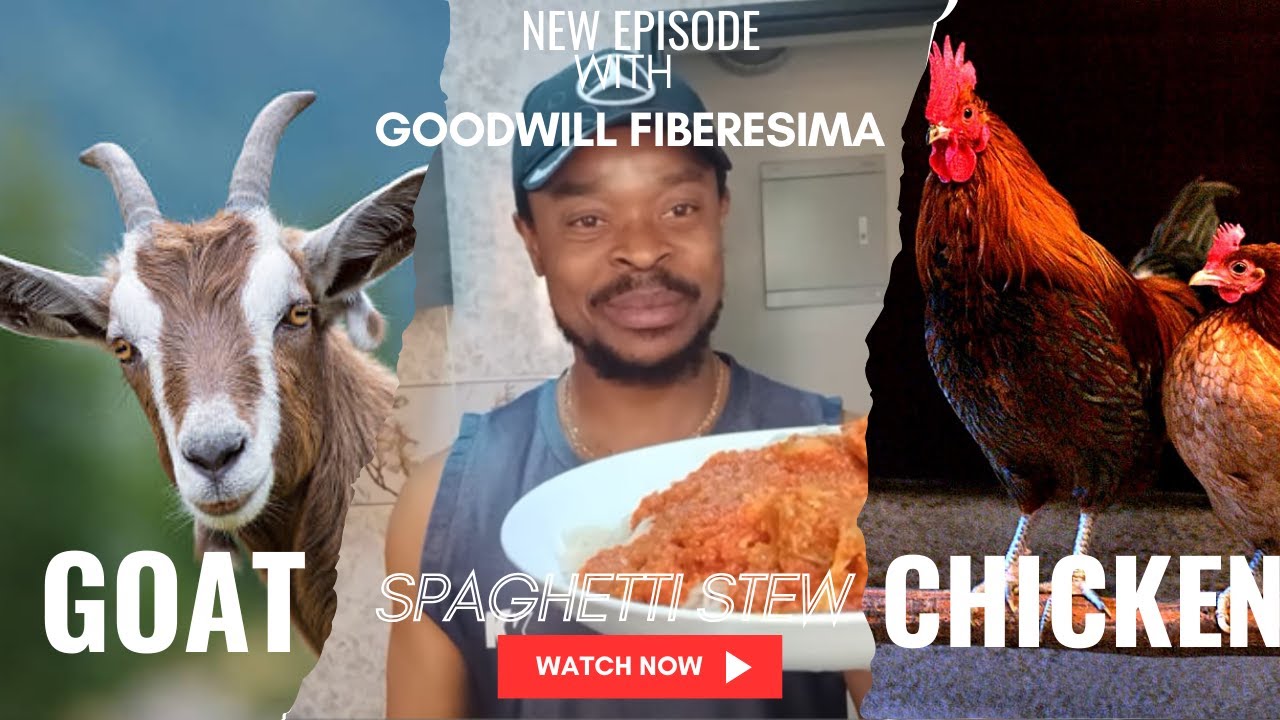 Goodwill Fiberesima Cooks Chicken & Goat Spaghetti Stew Reaction - YouTube