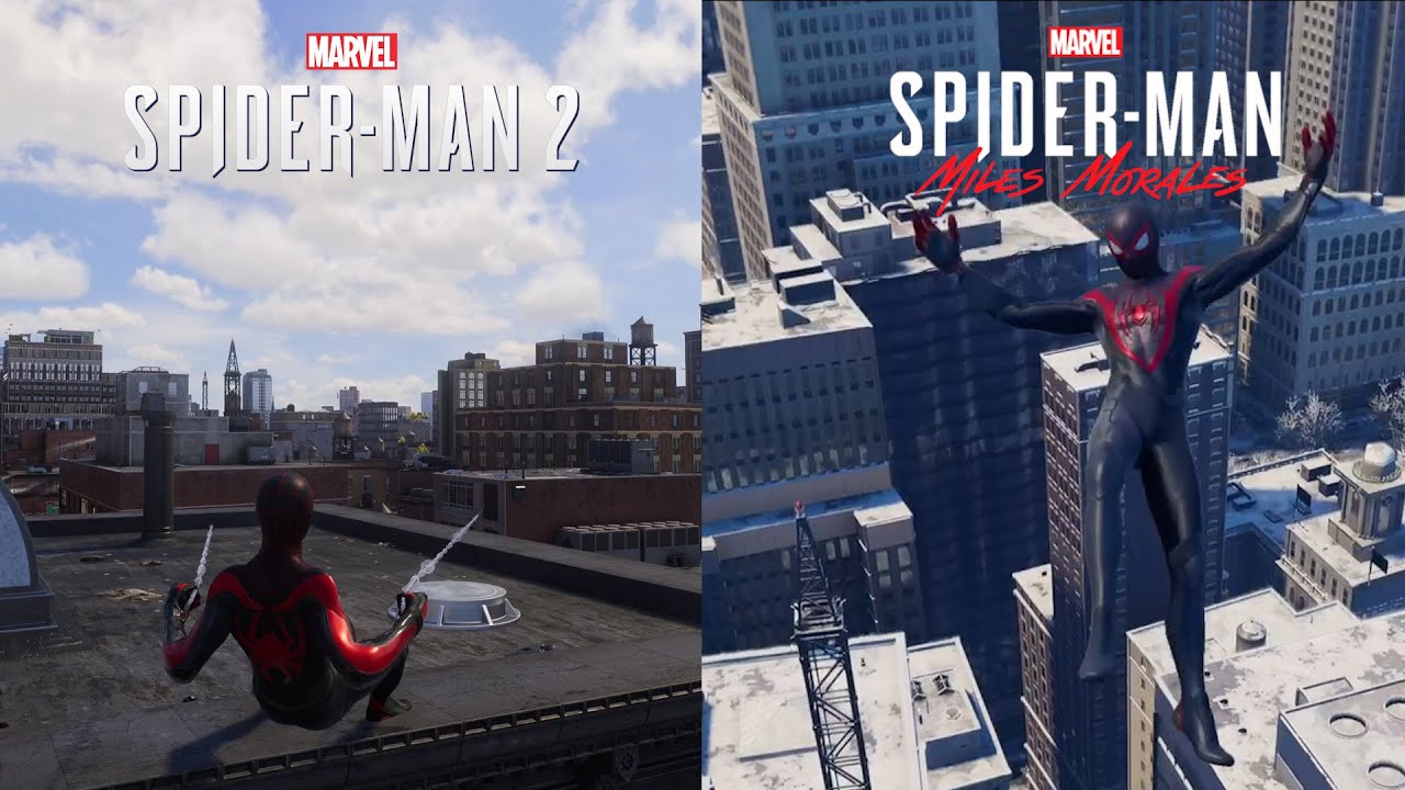 Miles Morales Swinging Comparison | Marvel's Spider-Man 2 And Marvel's ...