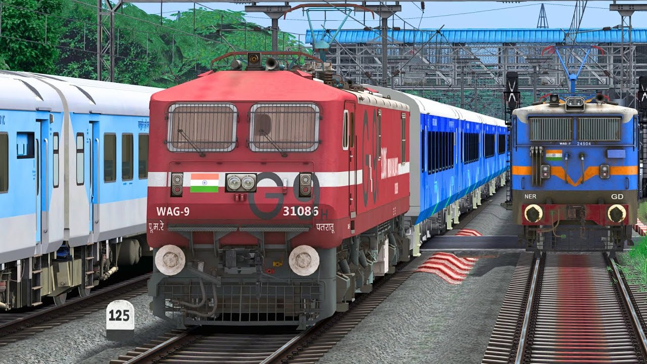 TEJAS EXPRESS OVERTAKE ICF BLUE TRAIN | BUMPY RAILROAD | Train ...