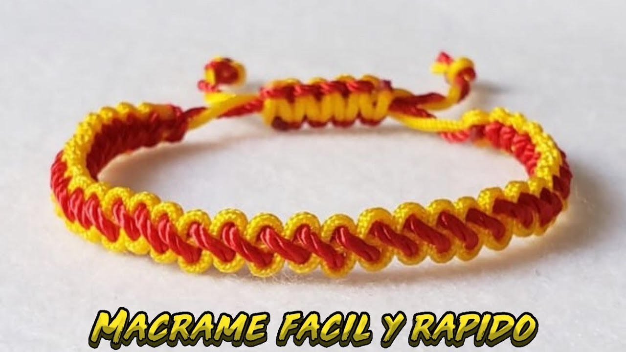 COMO HACER PULSERA DE HILO EN MACRAME FACIL Y RAPIDO / TUTORIAL / DIY ...