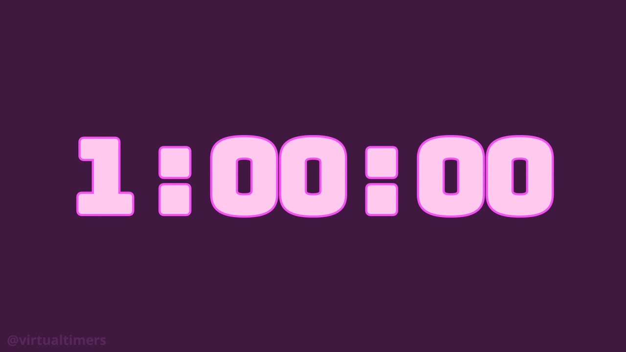 SILENT - 1 Hour Countdown - Solid Pink with Time Markers / Chapters. 60 ...