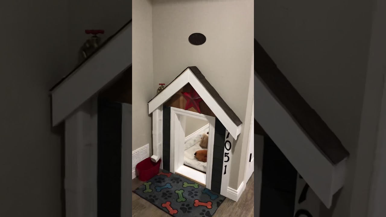 Indoor dog house with automated lighting and running gutter water ...