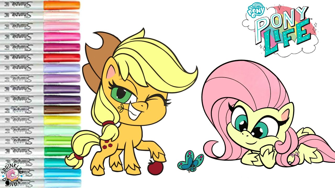 My Little Pony: Pony Life Coloring Book Pages Applejack and Fluttershy ...