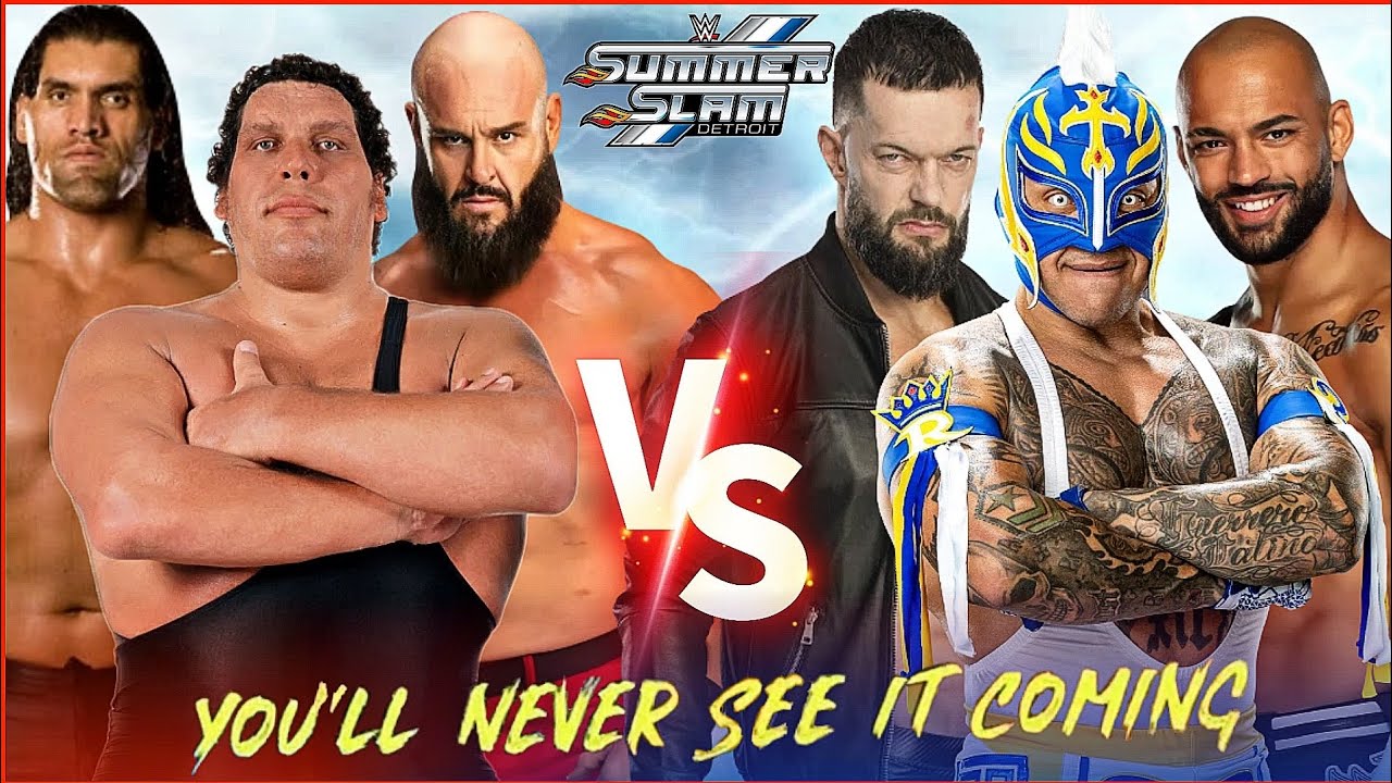 WWE 2k23 - Team Andre Braun & Khali vs Team Rey Finn & Ricochet Match | WWE 2k23 - YouTube