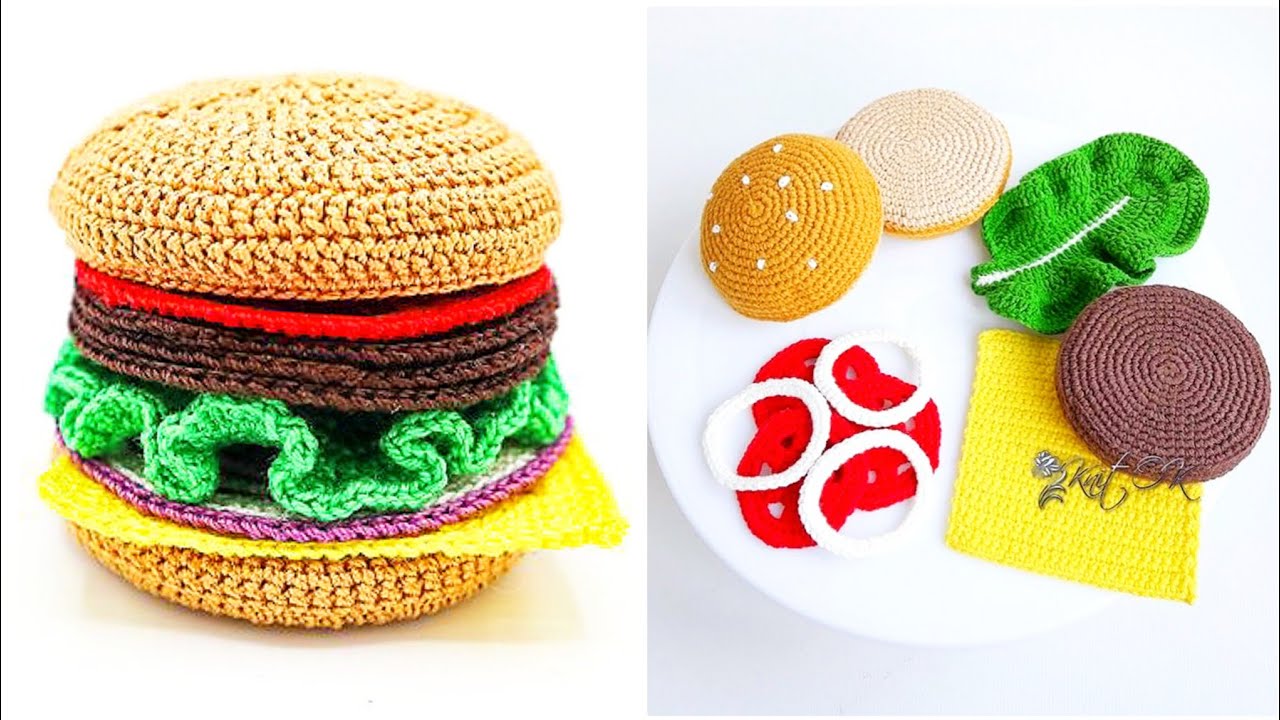 Crochet cheeseburger toddler toy/Crochet sandwich/Crochet hamburger ...