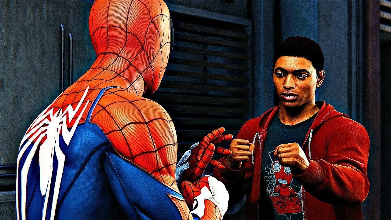 MILES MORALES MEETS SPIDER-MAN & PUNCHES HIM | SPIDER-MAN PS4 (SCENE ...