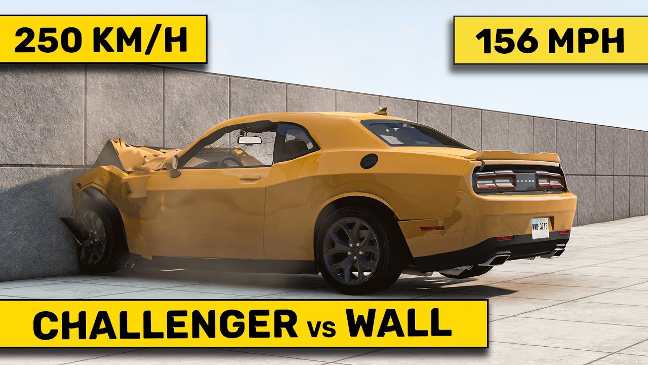 Dodge Challenger crashes to the WALL 😮 250 km/h | 156 mph - YouTube