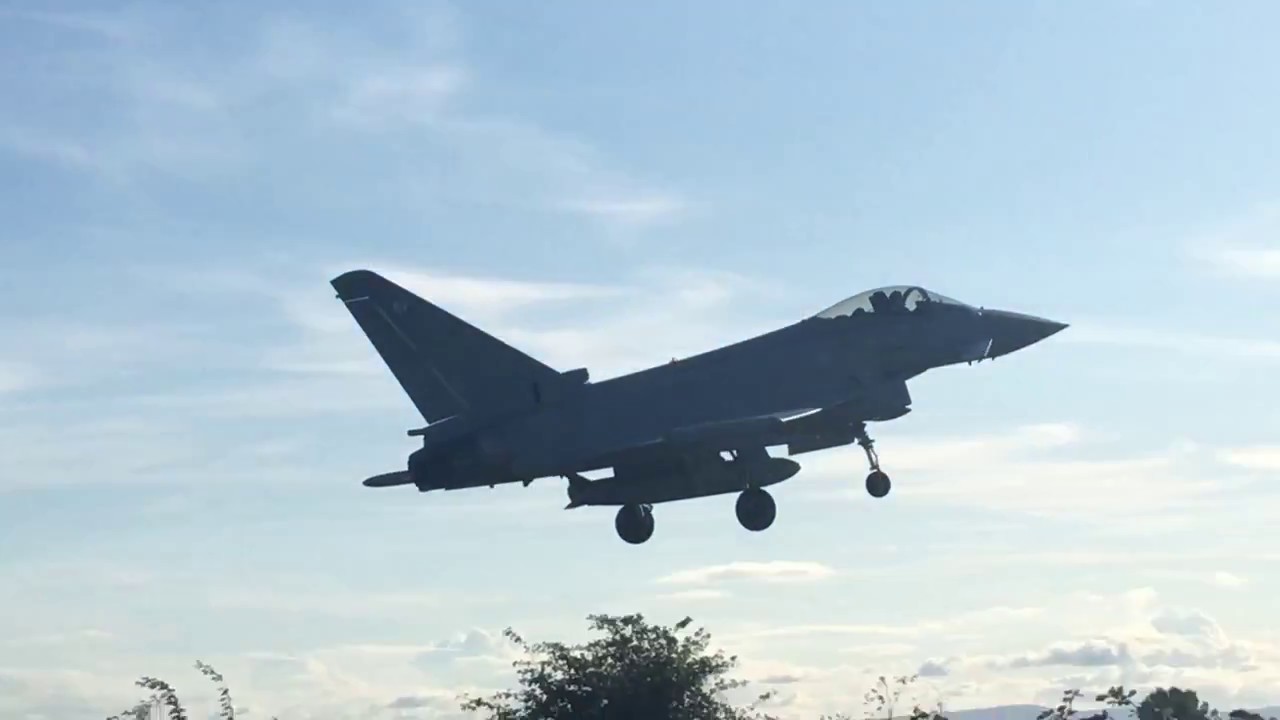 Flt Lt Ryan Lawton typhoon display pilot landing at Liverpool airport ...