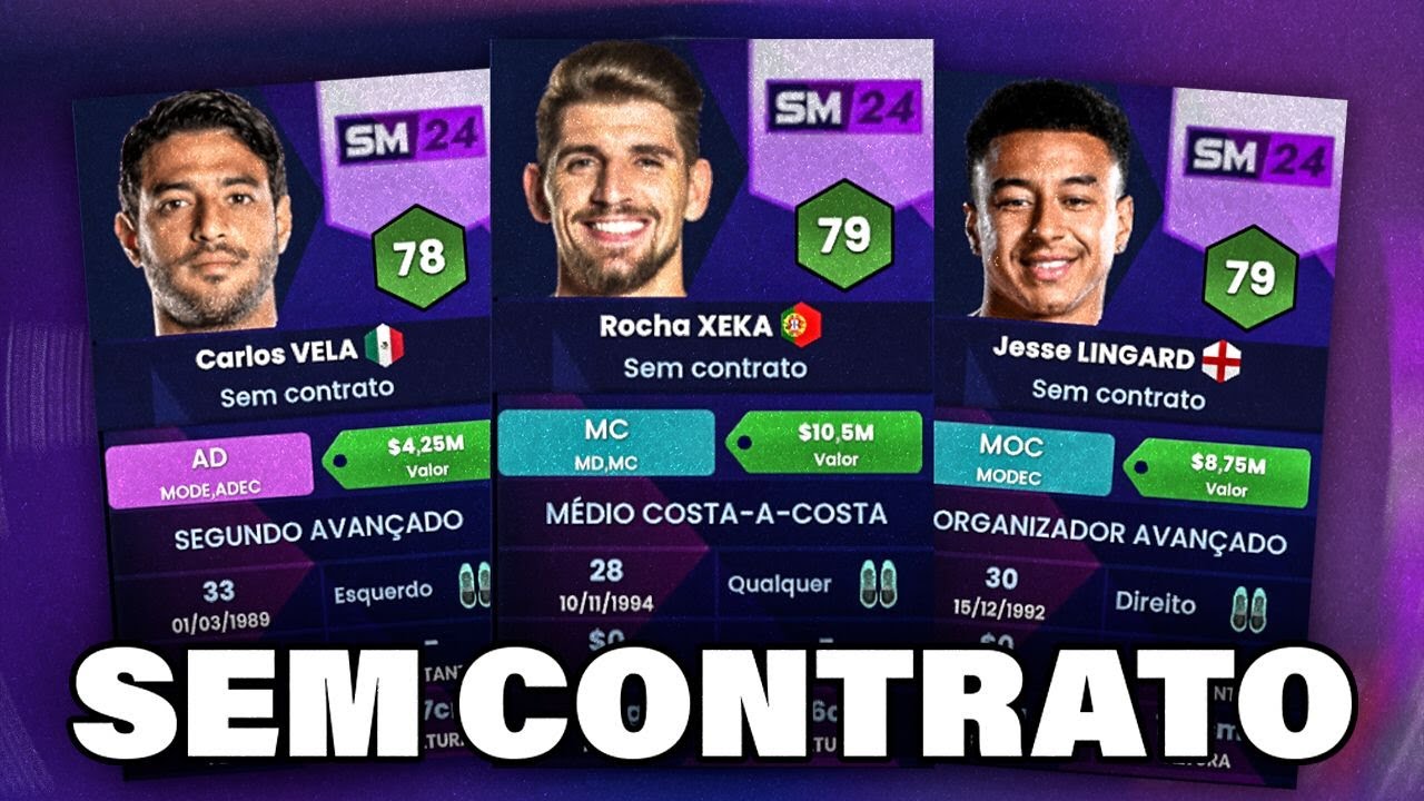 SM24: JOGADORES SEM CONTRATO na v4.0.2 do SOCCER MANAGER 2024 - YouTube