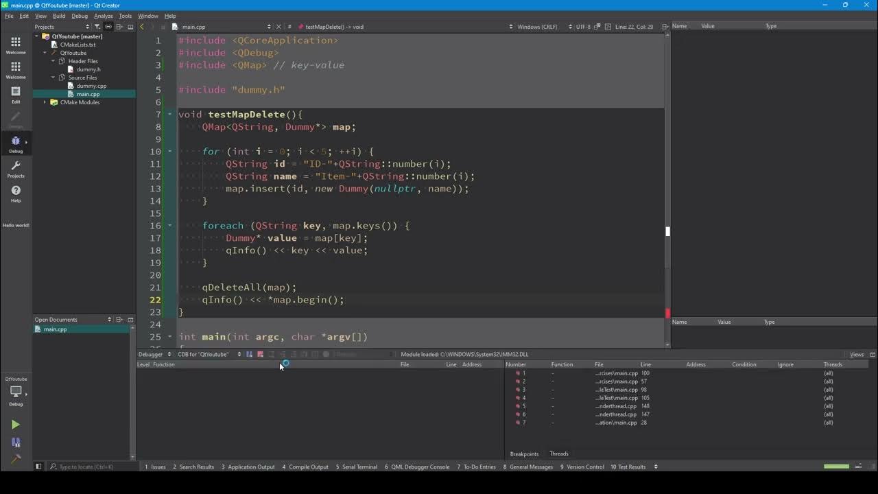 Qt6 - Core 2 QMap, deleteLater, QByteArrayview, QStringview - YouTube