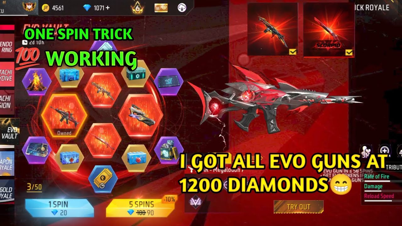 SPINNING NEW EVO VAULT,I GOTALL EVO GUNS AT 1200 DIAMONDS😁,AND ...