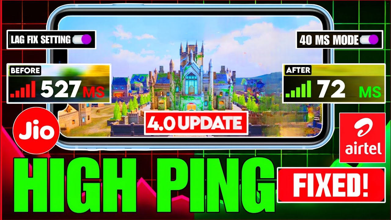 4.0 UPDATE🔥GET 40 MS PING BGMI PERMANENT PING PROBLEM FIX HOW TO FIX ...