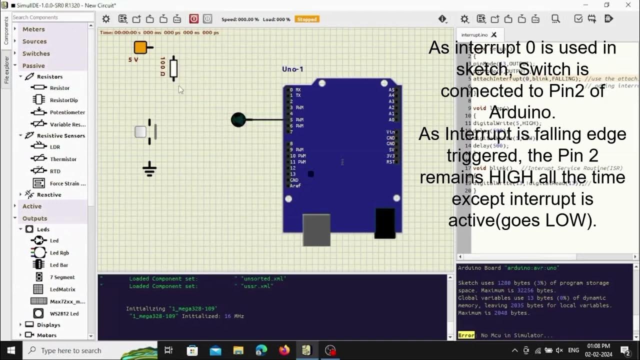 Interrupt In Arduino Uno Using Simulide Youtube