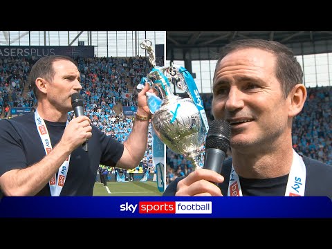 Frank Lampard speaks to the Coventry fans after winning the Championship 🩵🥹
