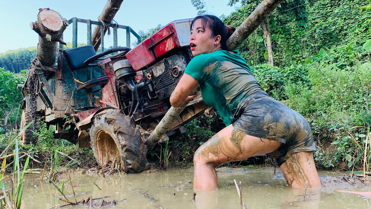 agricultural vehicle transporting wood rural girl logging - YouTube