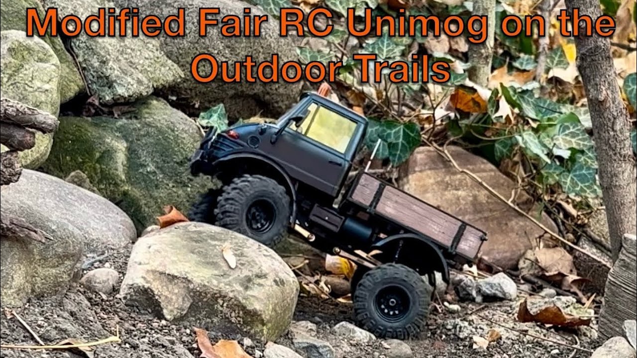 Modified Fair RC fcx24 Unimog on my Outdoor Trails - YouTube