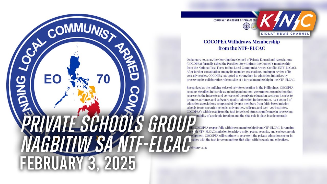 Private schools group, nagbitiw sa NTF-ELCAC | Kidlat News Channel (Feb ...