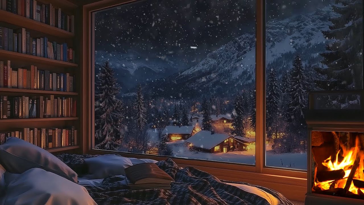 Cozy Up by the Fire: Relaxing Snowfall and Winter Ambience for Ultimate Comfort and Relaxation ...