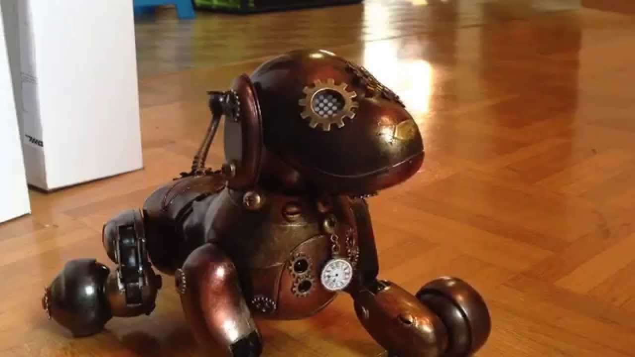 Steampunk decorated Zoomer robot dog - YouTube