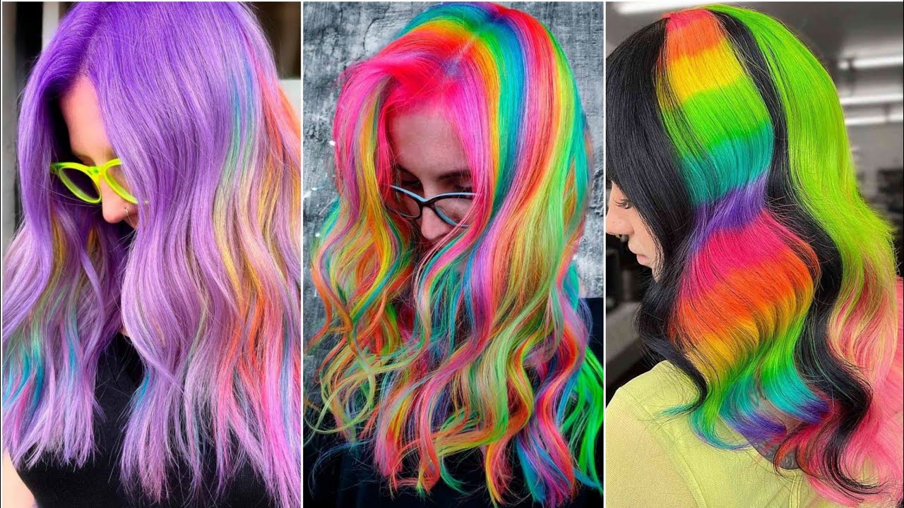 STYLISH RAINBOW HAIR STYLE COLLECTION - hairdos - YouTube