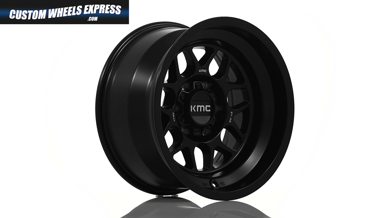 KMC KM725 Terra Satin Black Custom Truck Wheel Spin - YouTube