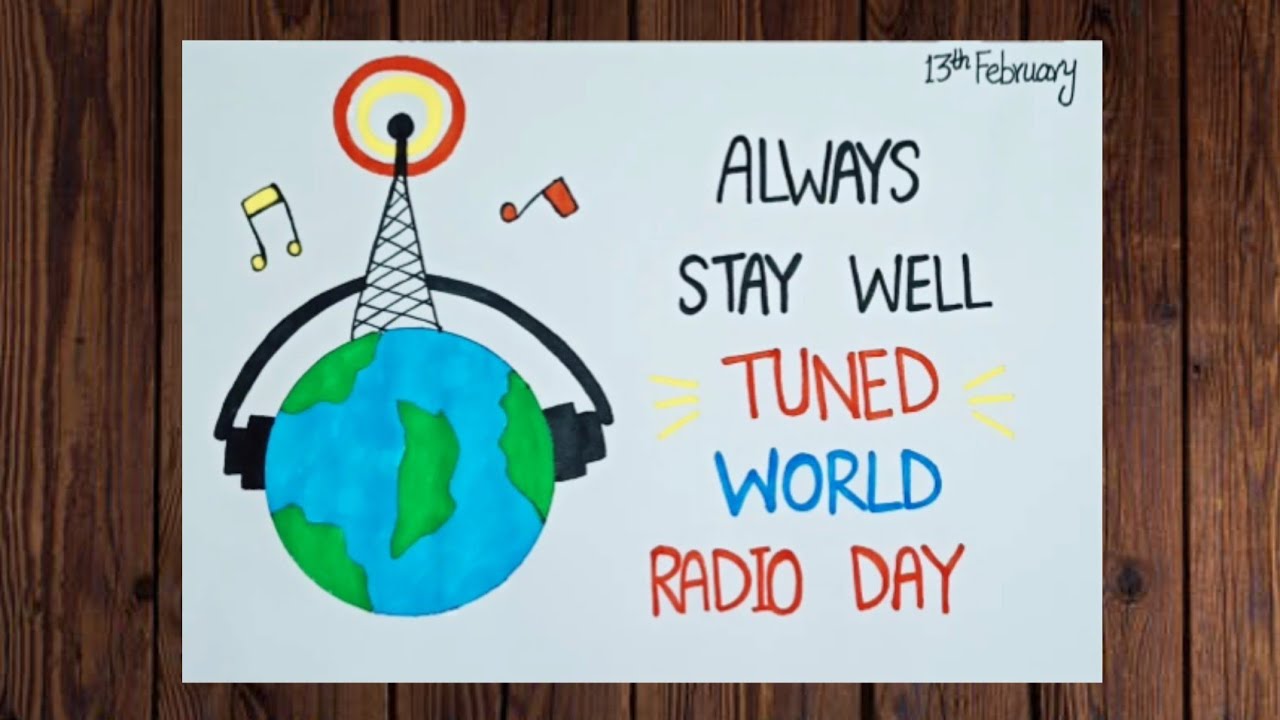 World Radio day drawing ||How to draw Radio day poster ||World Radio ...