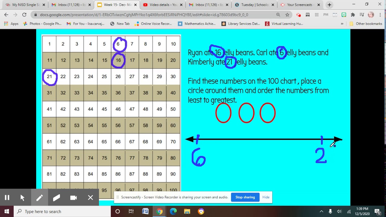 Open Number Line with 100 chart- Comparing 3 numbers - YouTube