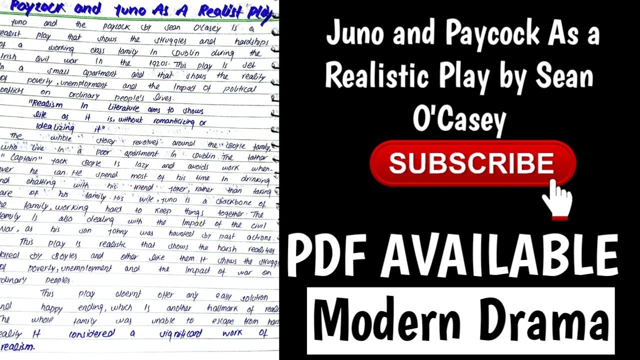 Juno and Paycock as a Realistic Play by Sean O’ Casey - YouTube