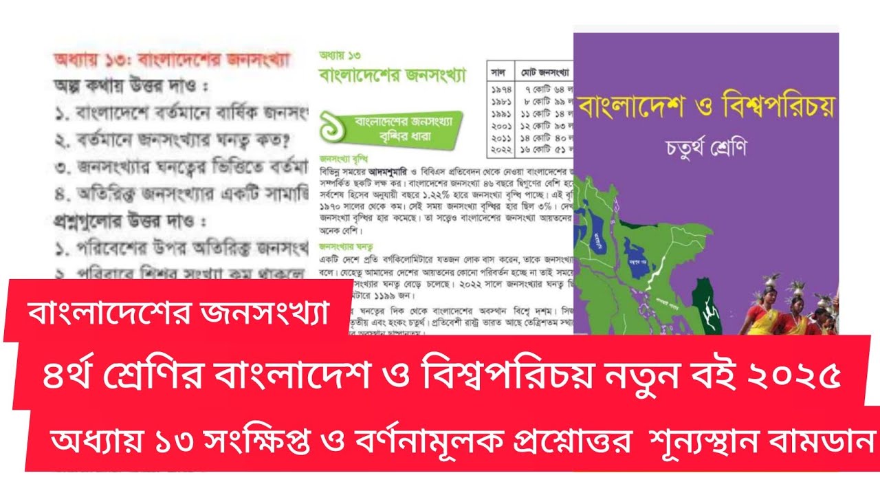 চতুর্থ শ্রেণির বাংলাদেশ ও বিশ্বপরিচয় ২০২৫অধ্যায় ১৩ বই ২০২৫। Class 4 ...