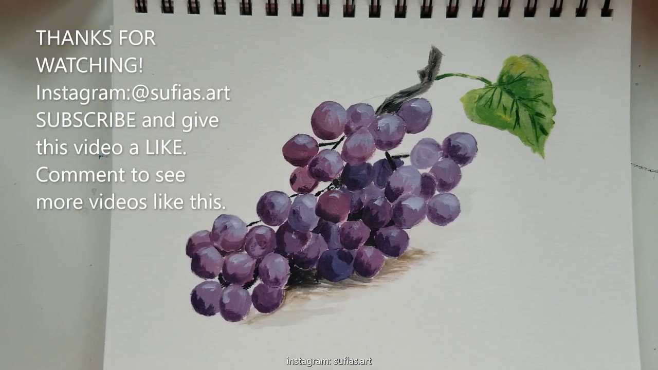Easy Beginner Acrylic Painting Grapes - YouTube