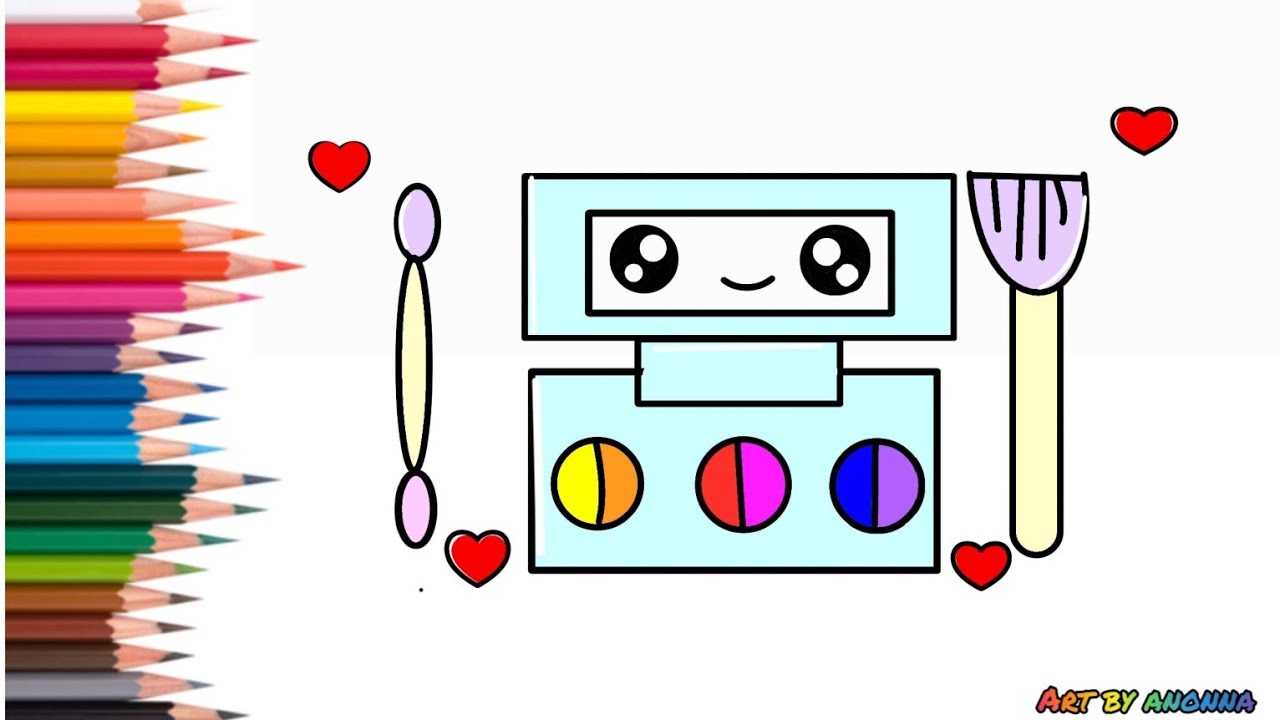 How to Draw a Cute Eyeshadow Pallettes Easily Step-by-Step For Kids and ...