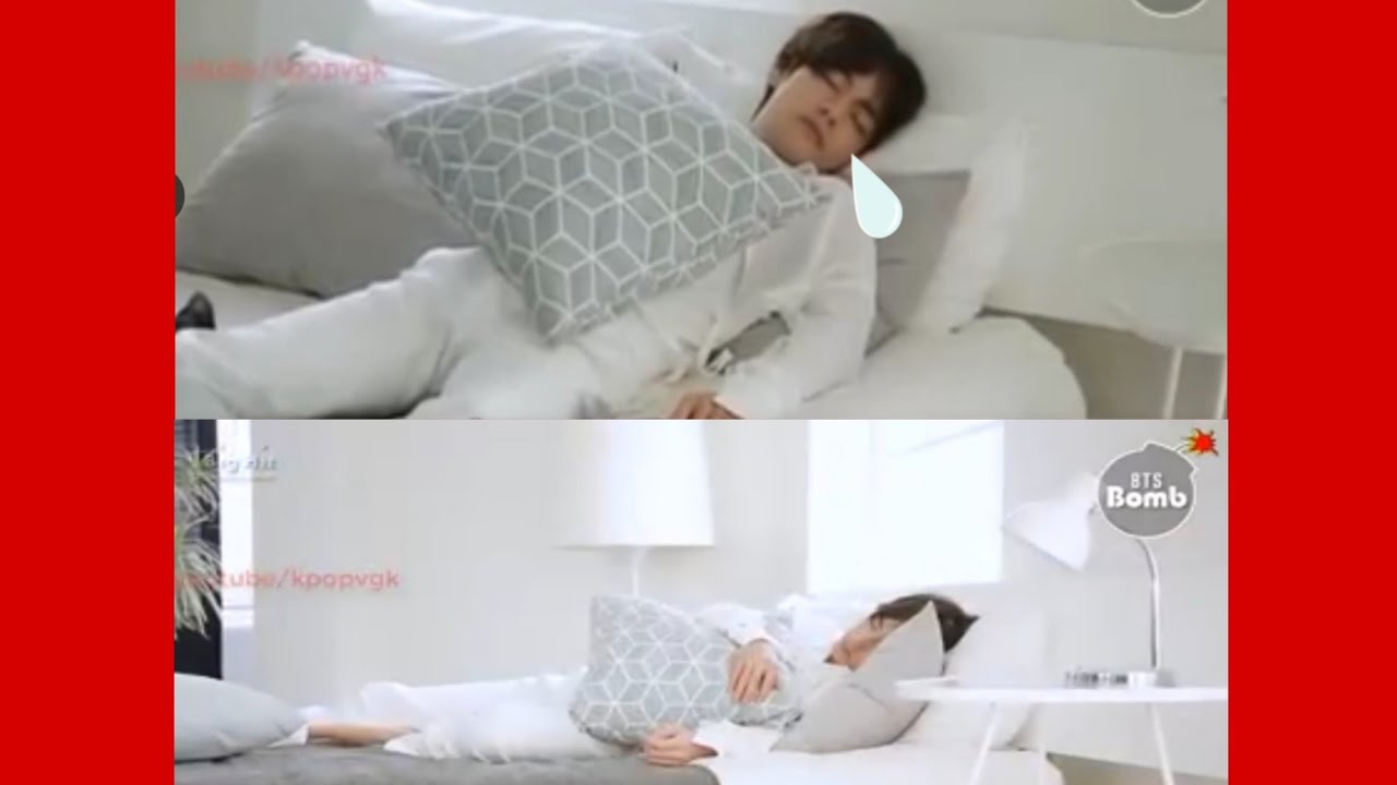cute sleeping v bts - YouTube