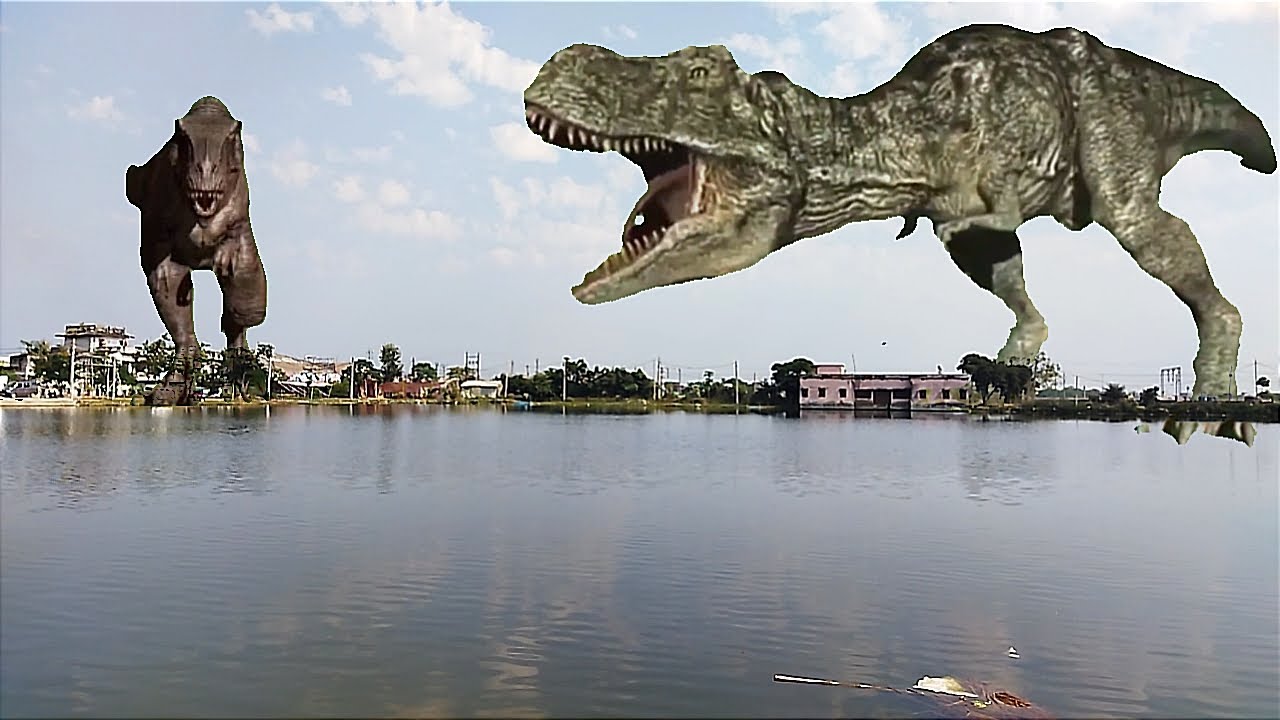 T rex chase dinosaur near pond 😳😳. #dinosaur #dinosaurios # ...
