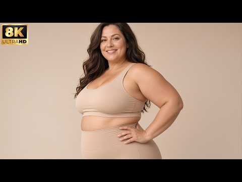 BBW Curvy Mature Activewear • 4K Try On Haul Leggings • Nude Tone Style #267