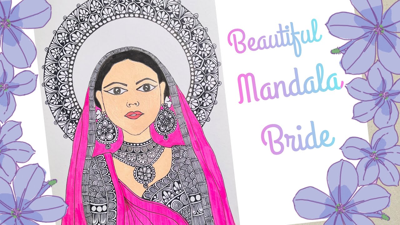 How to Draw a Traditional Bride with Mandala Art| Mandala Art Of An ...