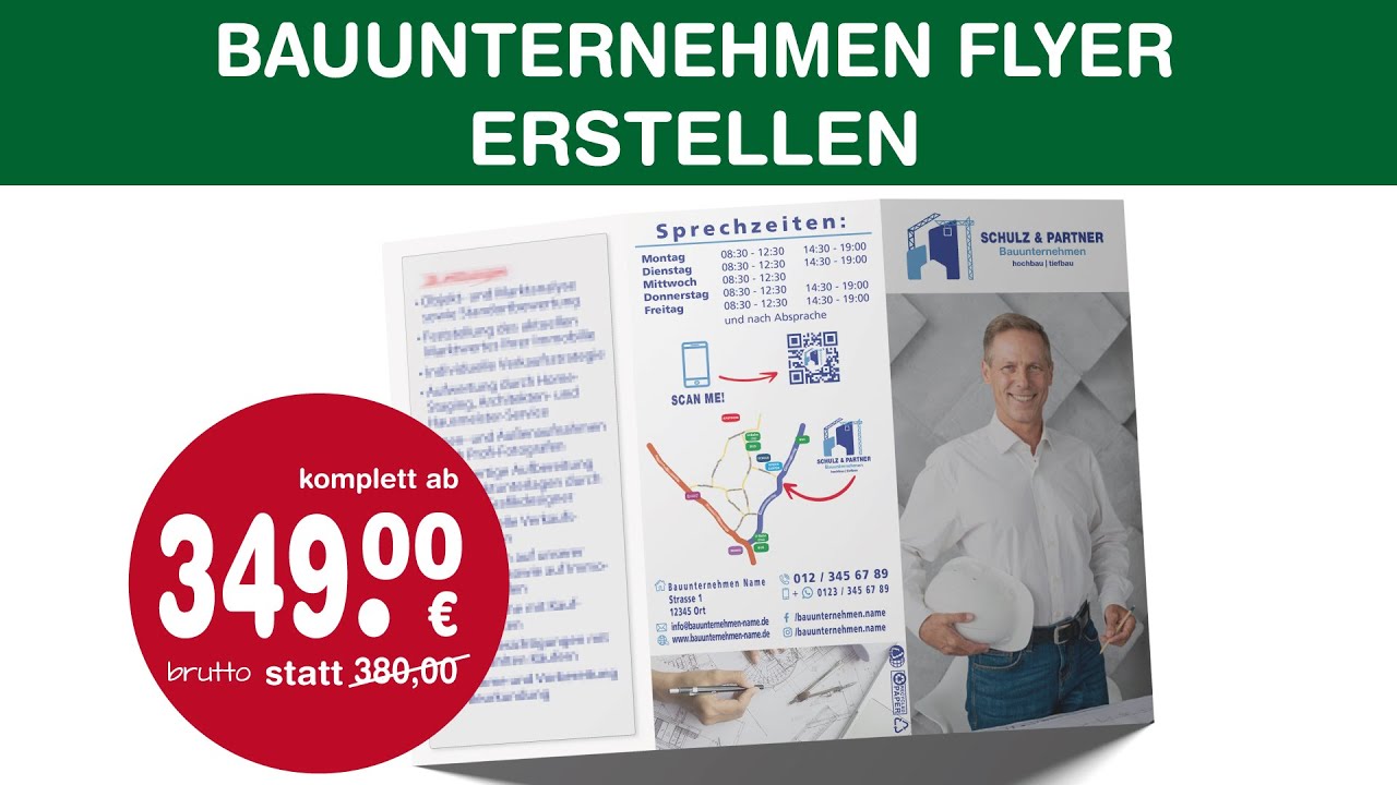 Bauunternehmen Flyer erstellen | Layout gestalten - YouTube