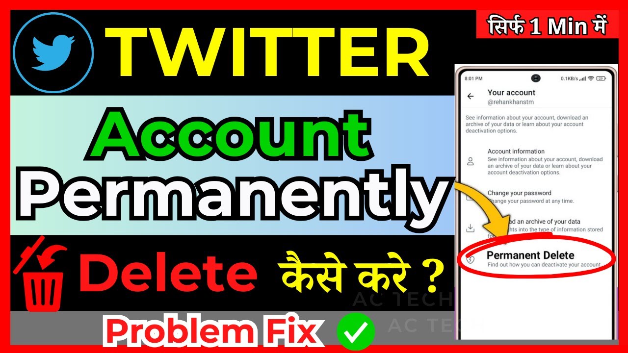 How To Delete Twitter Account Permanently | Twitter ( X ) Account Delete Kaise Kare ( in Hindi ...