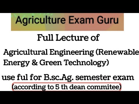 Renewable Energy | Agricultural Engineering | Bsc Agriculture class ...